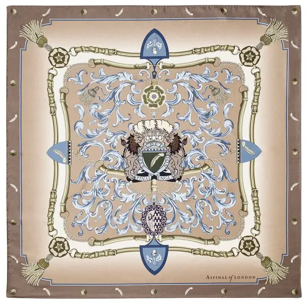 ASPINAL OF LONDON Signature Shield Silk Scarf - Neutral