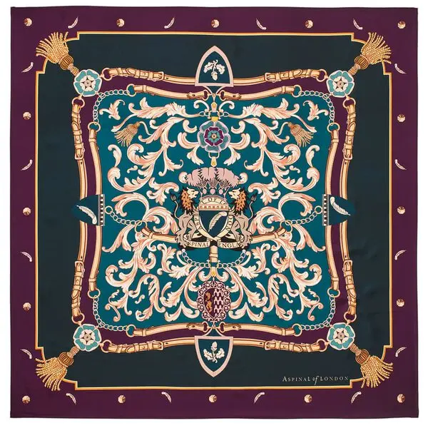 ASPINAL OF LONDON Signature Shield Silk Scarf - Purple