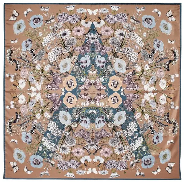 ASPINAL OF LONDON Botanical 'a' Silk Scarf In Bird - Neutral