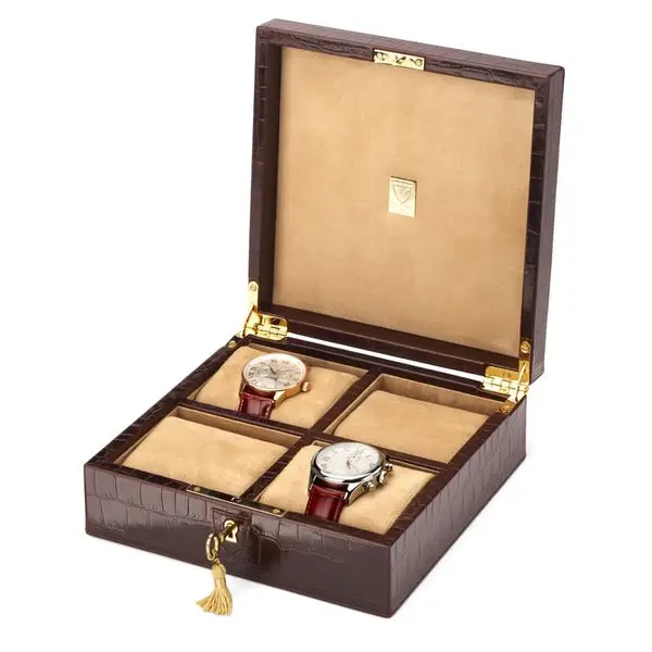 ASPINAL OF LONDON Harrison Four Piece Watch Box - Brown