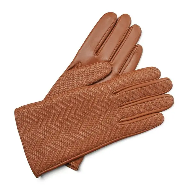 ASPINAL OF LONDON Woven Nappa Leather Gloves - Tan