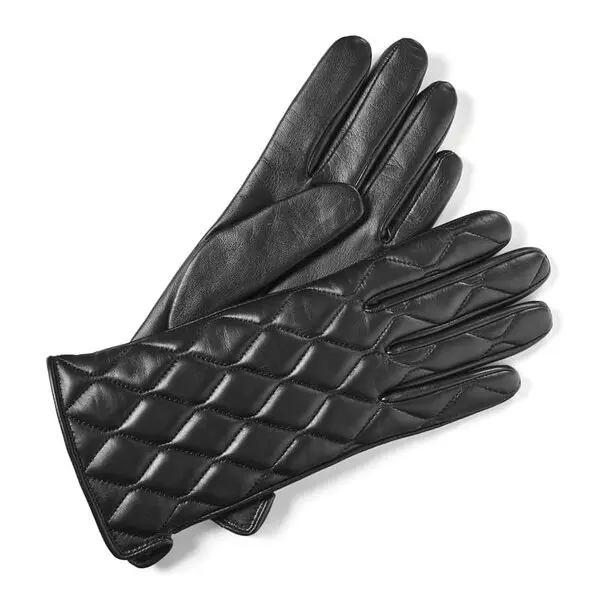 ASPINAL OF LONDON Quilted Nappa Leather Gloves - Black