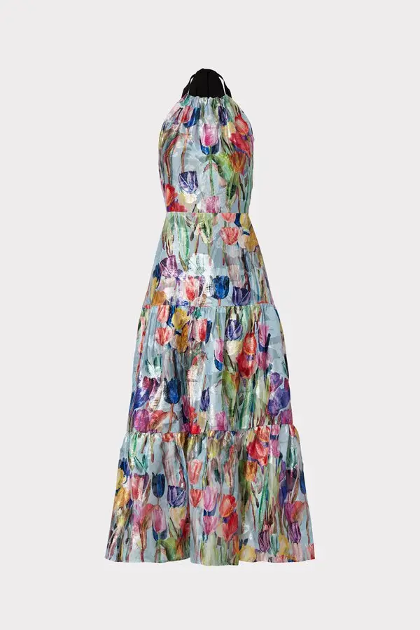 milly metallic tulip dress Milly Hayden Metallic Tulip Halter Dress