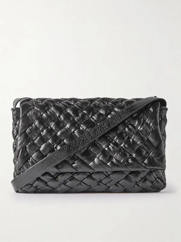Bottega Veneta Rumple Intrecciato Leather Messenger Bag - Black