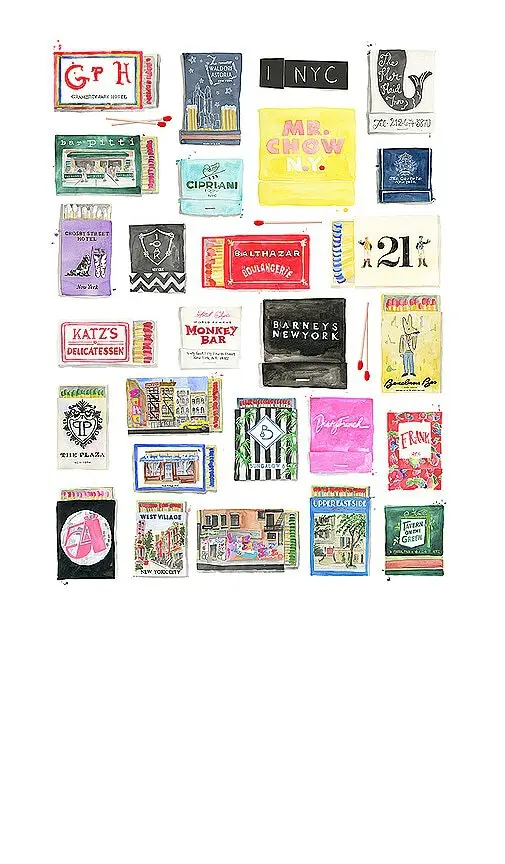 FURBISH Nyc Collection Large Matchbook Watercolor Print - N,a