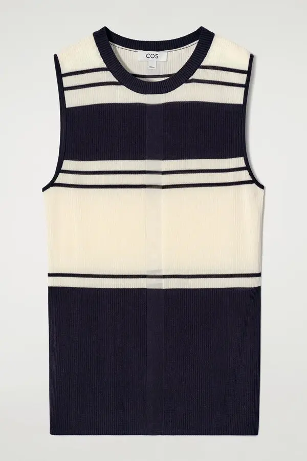 Cos Ribbed Knit Tank Top - Navy