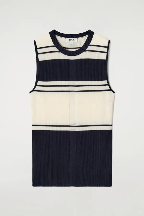Cos Ribbed Knit Tank Top - Navy