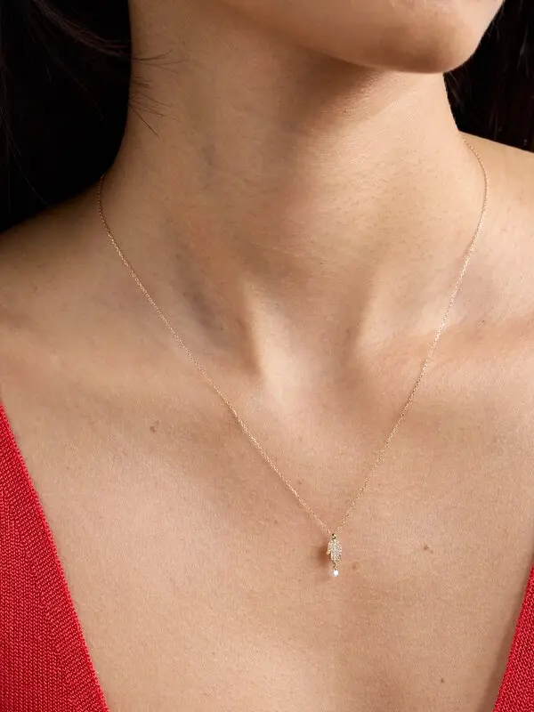 PERSEE Hand Of Fatima 18-karat Diamond Necklace
