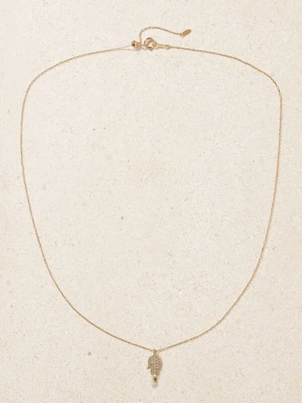 PERSEE Hand Of Fatima 18-karat Diamond Necklace