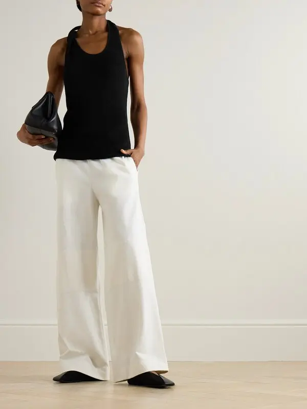 Proenza Schouler Stevie Asymmetric Open-knit Halterneck Top - Black