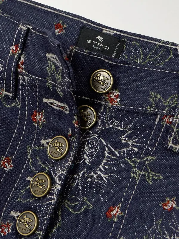Etro Denim-jacquard High-rise Flared Jeans