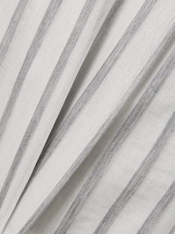 Brunello Cucinelli Pleated Striped Cotton And Silk-blend Wide-leg Pants