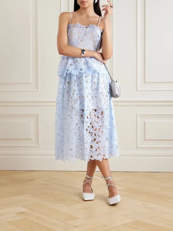 Self-Portrait Crystal-Detailed Organza Midi Dress In Blue - 50% Off |  Editorialist
