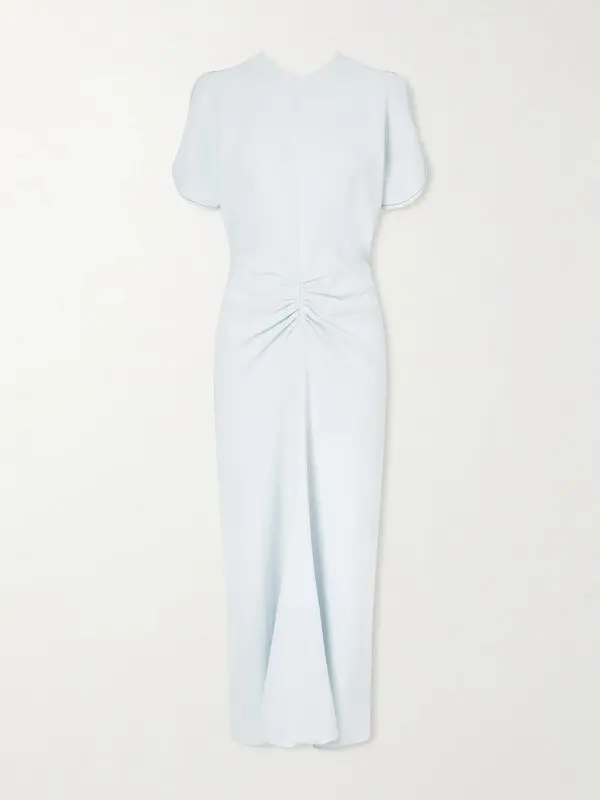Victoria Beckham Gathered Crepe Midi Dress