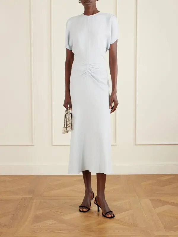 Victoria Beckham Gathered Crepe Midi Dress