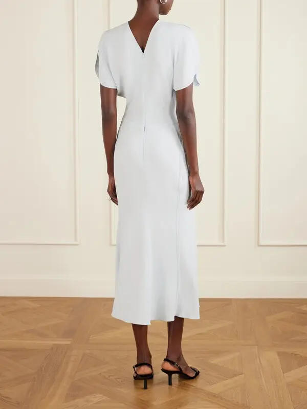 Victoria Beckham Gathered Crepe Midi Dress