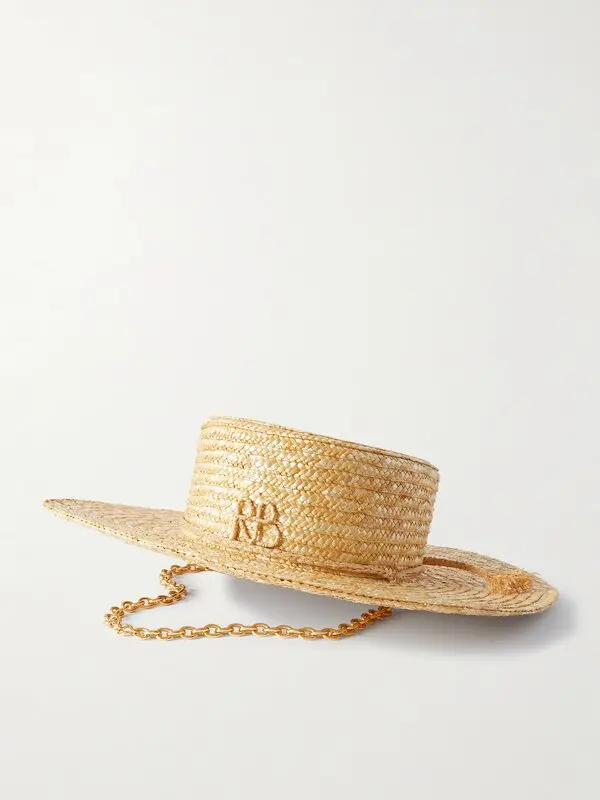 Ruslan Baginskiy Chain-Embellished Straw Sunhat - Neutrals  display picture 2