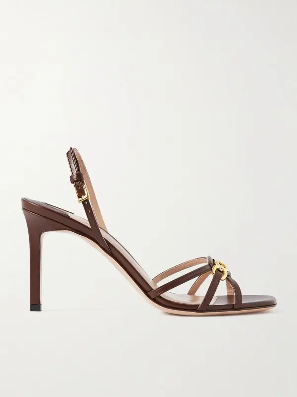 TOM FORD Embellished Leather Sandals - Brown