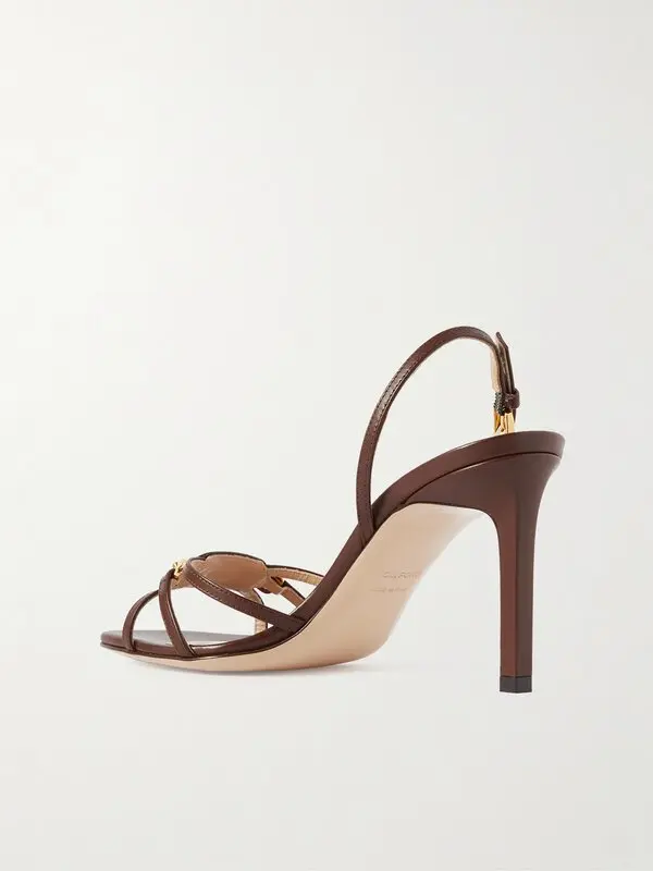 TOM FORD Embellished Leather Sandals - Brown