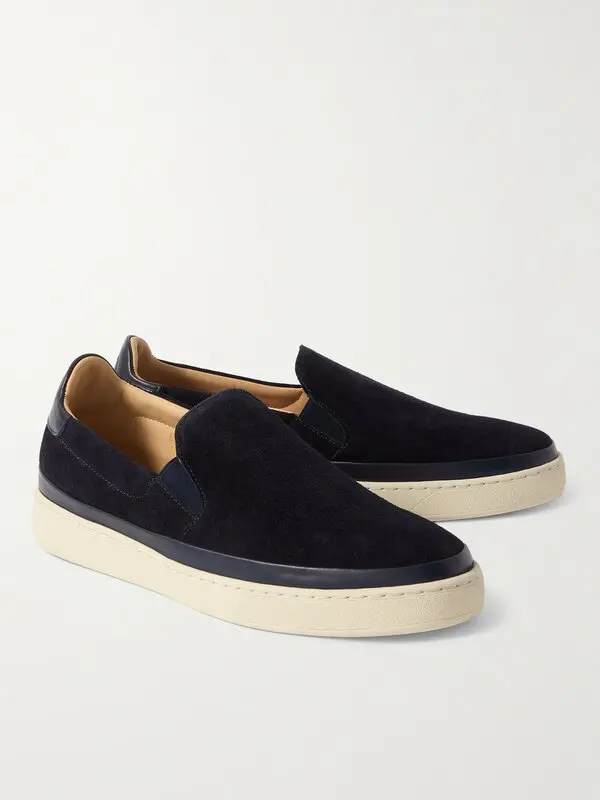 Mulo Leather-trimmed Suede Slip-on Sneakers