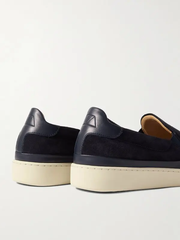 Mulo Leather-trimmed Suede Slip-on Sneakers