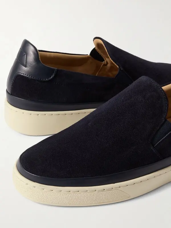Mulo Leather-trimmed Suede Slip-on Sneakers