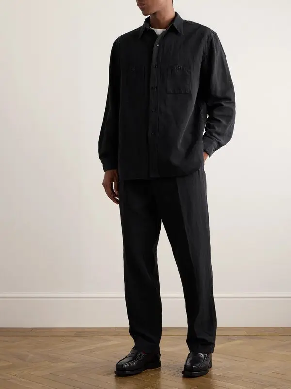 Kaptain Sunshine Work Button-Down Collar Cotton And Linen-Blend