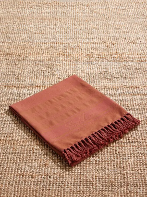 Loro Piana Fringed Striped Cotton Towel - Orange