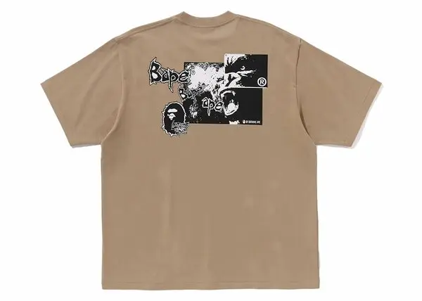 A BATHING APE Mad Ape Graphic Logo Relaxed Fit Tee Shirt - Beige