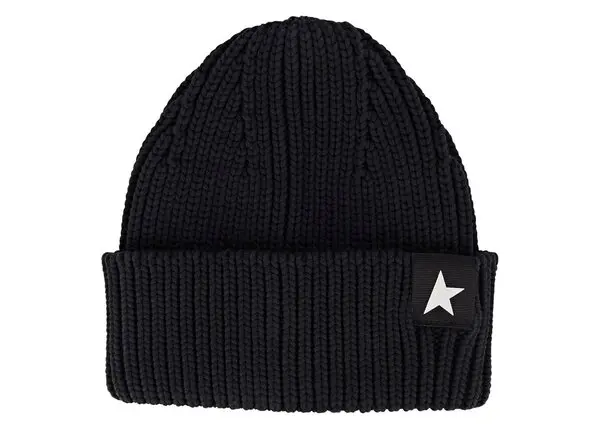 Golden Goose Star Rib Knit Beanie - Black