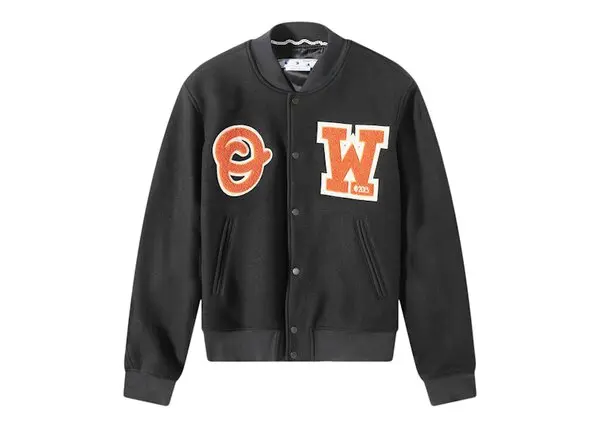 Off-White Ow Patch Varsity Jacket - Black/orange