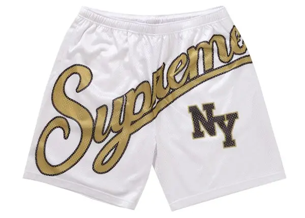 Supreme Big Script Mesh Short - White