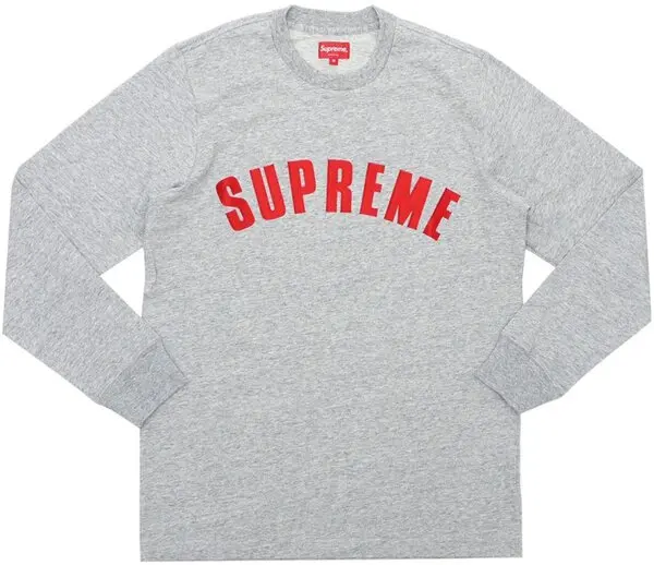 Supreme Arc Logo Long Sleeve Top - Heather Grey