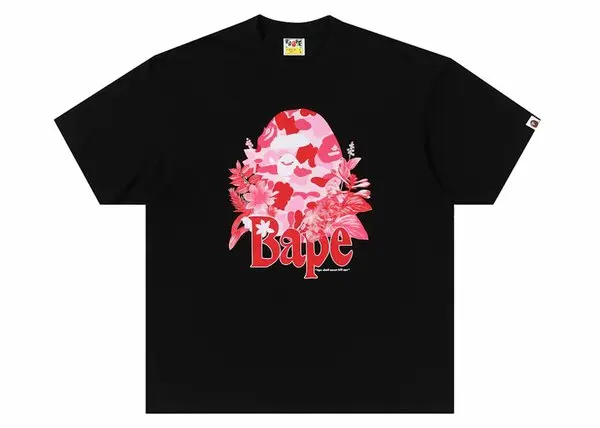 A BATHING APE Flora Big Ape Head Relaxed Fit Tee Shirt - Black