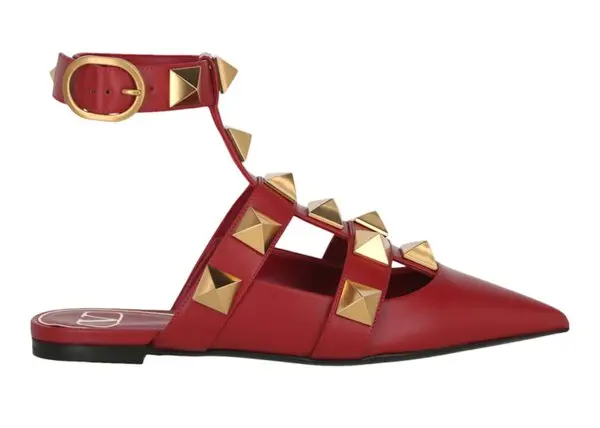 Valentino Garavani Roman Stud Ballerina Flats - Red