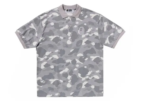 A BATHING APE City Camo Large Ape Head Relaxed Fit Polo Shirt - Grey