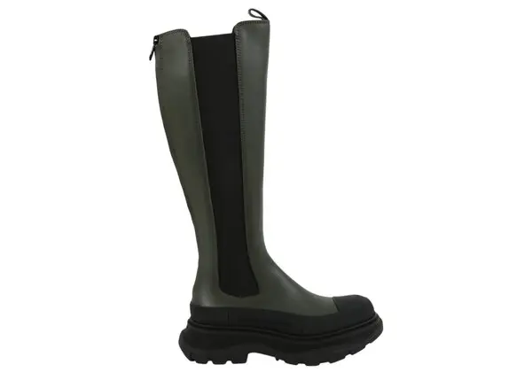 Alexander McQueen Tread Slick Knee High Boots - Khaki/black