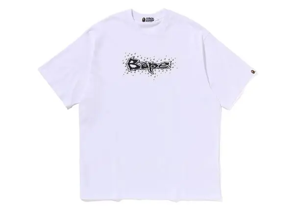 A BATHING APE Studs Logo Relaxed Fit Tee Shirt - White