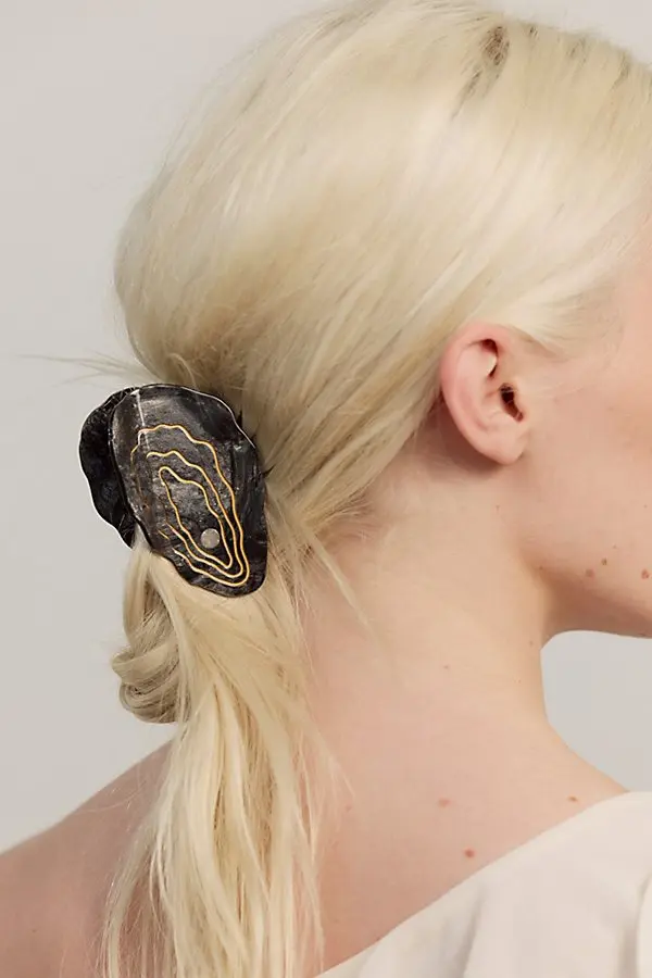 SOLAR ECLIPSE Hand-painted Claw Clip - Grey