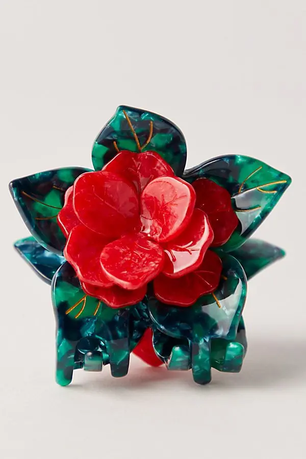 SOLAR ECLIPSE Hand-painted Claw Clip - Poinsettia