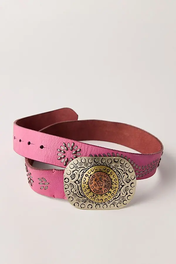 Free People Roman Holiday Leather Belt - Frosted Berry