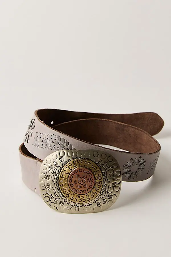 Free People Roman Holiday Leather Belt - Greyhound