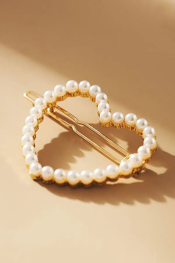 Anthropologie Heart Hair Clip - Pearl