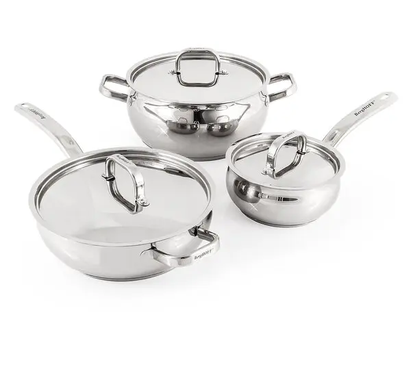 BERGHOFF Belly Shape 6pc 18/10 Ss Cookware Set - One-color