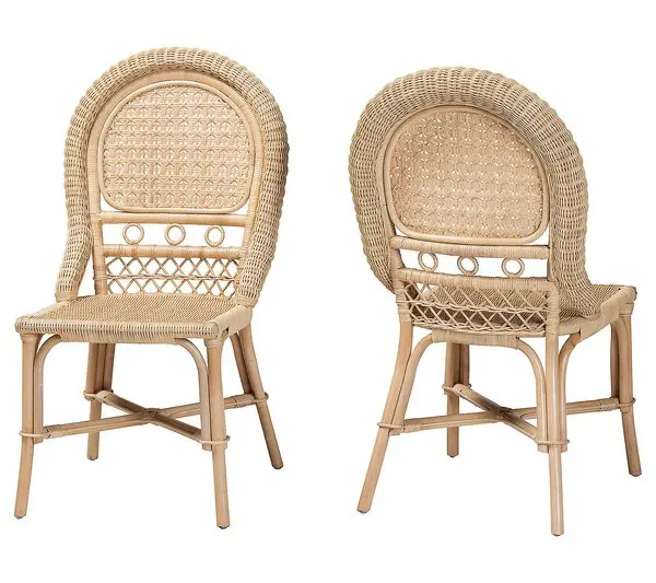 BAXTON STUDIO Bali & Pari Jelita Natural Brown Rattan Dining Air Set Of 2 - One-color