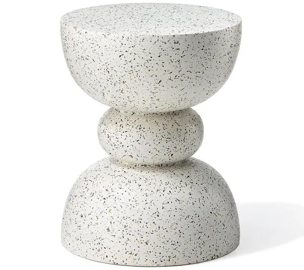 GLITZHOME 17' Faux Terrazzo Garden Stool & Plan Stand & Table - One-color