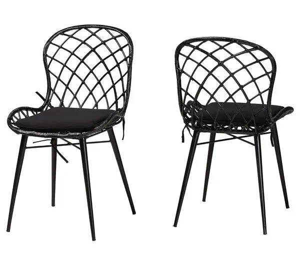 BAXTON STUDIO Bali & Pari Sabelle Rattan And Metal Dining Cha Ir Set Of 2 - One-color