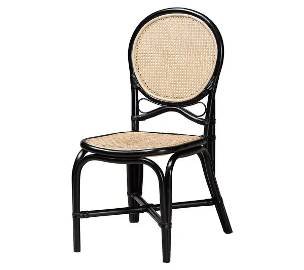 BAXTON STUDIO Bali & Pari Ayana Black And Natural Brown Ratta N Dining Chair - One-color