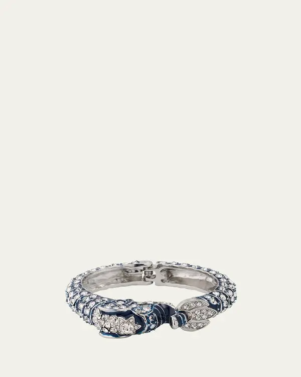 NATASHA ACCESSORIES LIMITED Embellished Elephant Hinge Bracelet - Slvnvycr