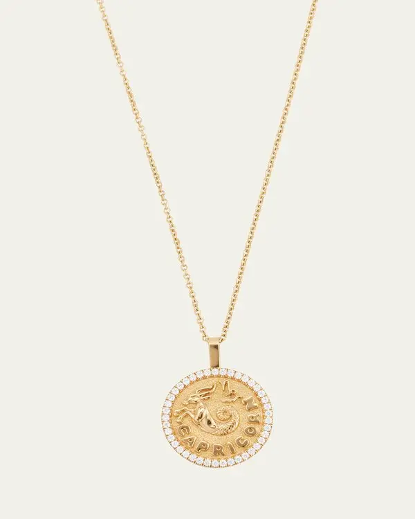 ANITA KO 18k Yellow Diamond Capricorn Coin Pendant Necklace - Gold